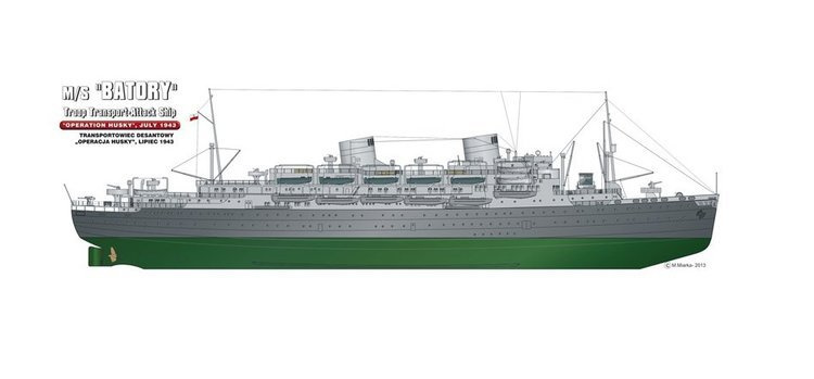 Transportowiec Desantowy M/S Batory model do sklejania Mirage Hobby